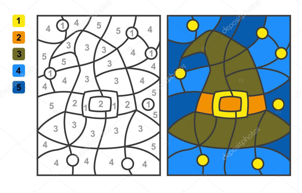 Coloring Page Color Numbers Puzzle Game Children Education Activities ...