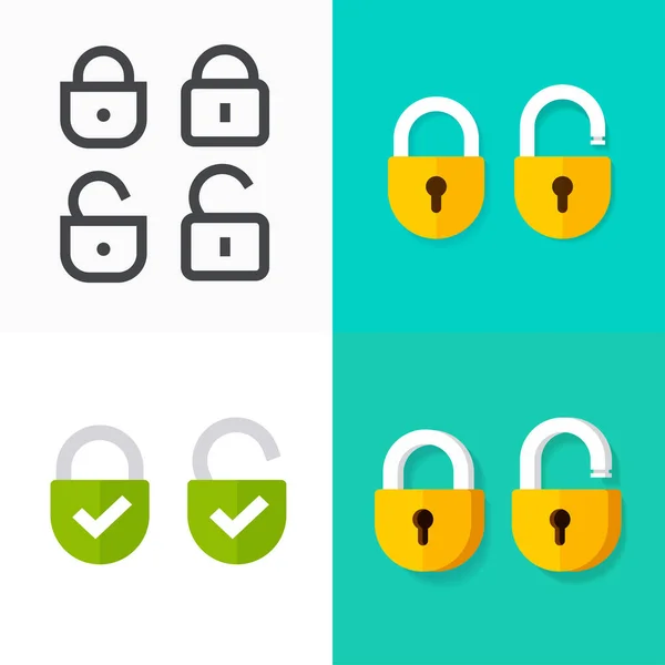 Secure icon with lock shield and check mark as flat logo design as ...