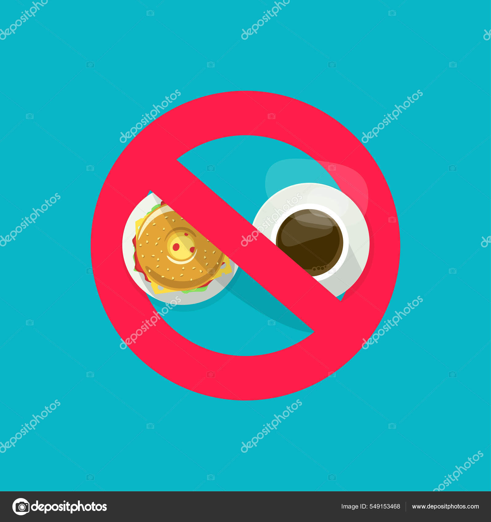 No se permiten alimentos y bebidas señal roja o parada prohibida comida ...