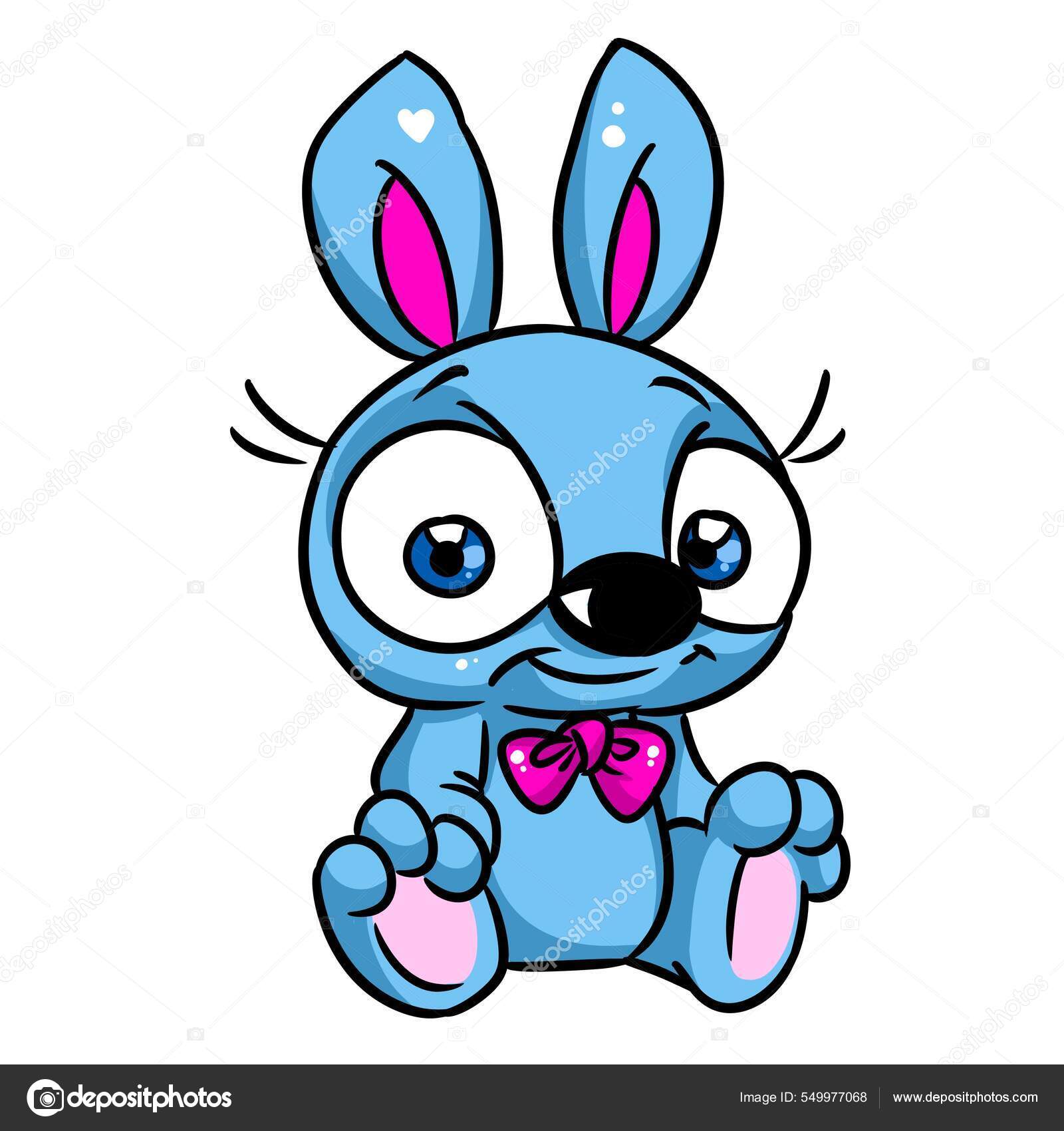Little Cute Blue Rabbit Animal Illustration Cartoon Character Isolated ...
