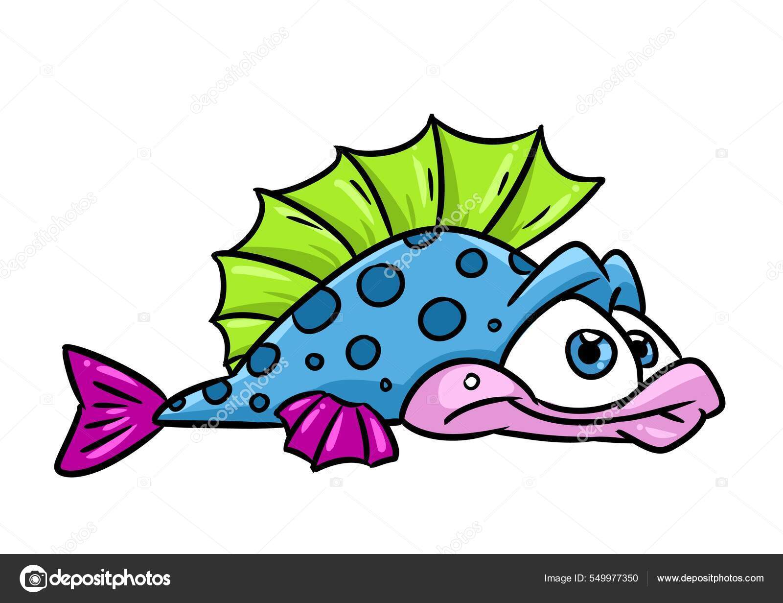 Color Fish Ruff Animal Illustration Cartoon Character Isolated Stock ...