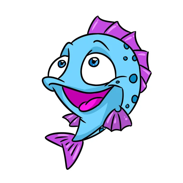 Blue Beautiful Fish Fins Animal Illustration Cartoon Character Isolated ...