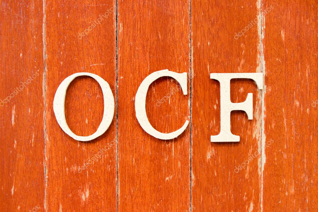 Letra del alfabeto en la palabra OCF (Abreviatura del flujo de caja de ...