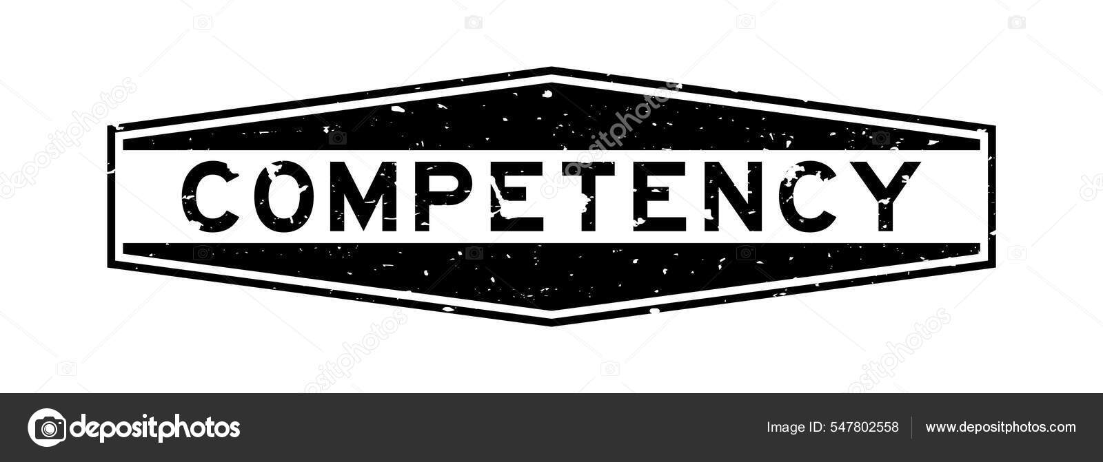 Grunge Black Competency Word Hexagon Rubber Seal Stamp White Background ...