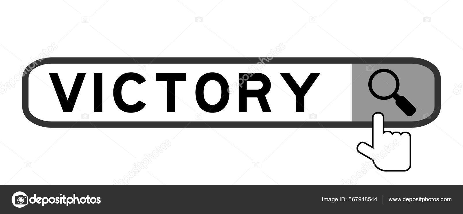 Search Banner Word Victory Hand Magnifier Icon White Background Stock ...