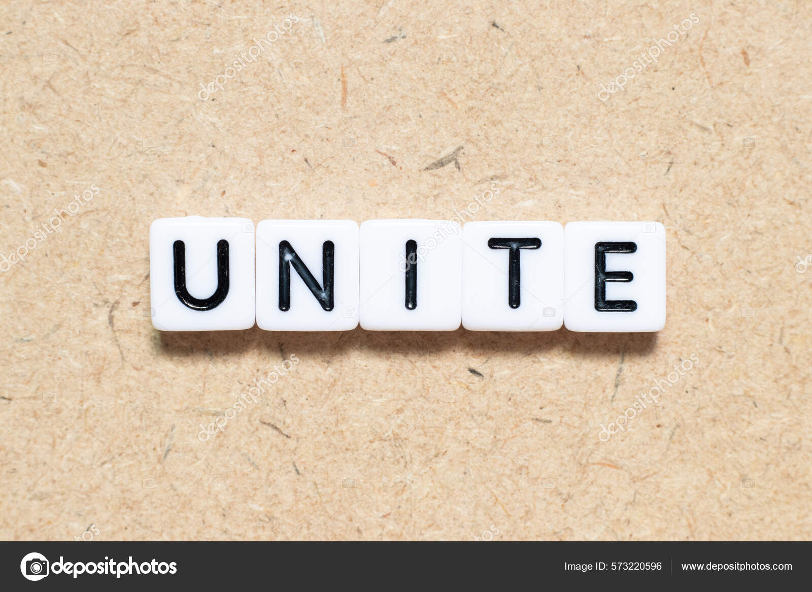 White Tile Alphabet Letter Word Unite Wood Background Stock Photo by ...