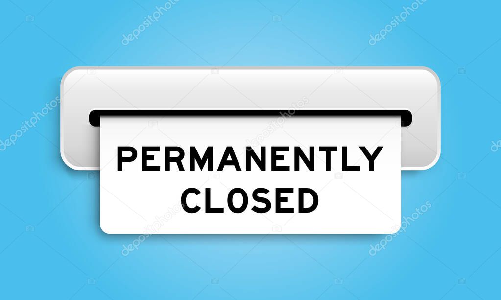 Banner de cupón blanco con palabra permanentemente cerrada de la ...