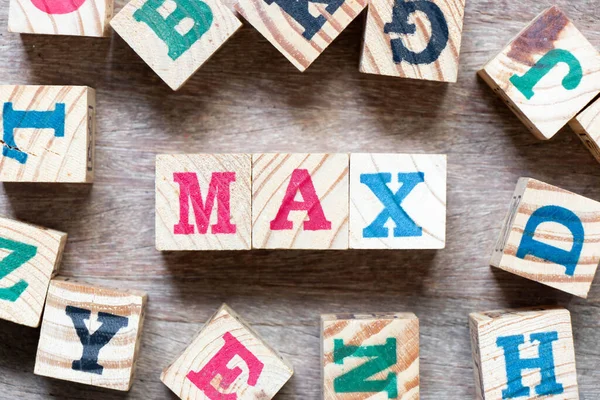 Alfabeto bloque de letras en la palabra max y otra letra sobre fondo de ...