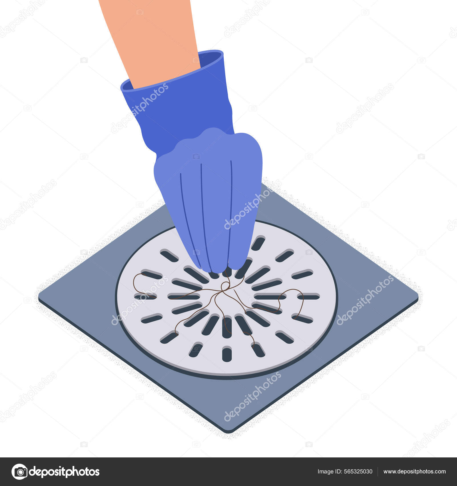 Shower drain clogged with clump of falling hair Stock Vector Image by ...