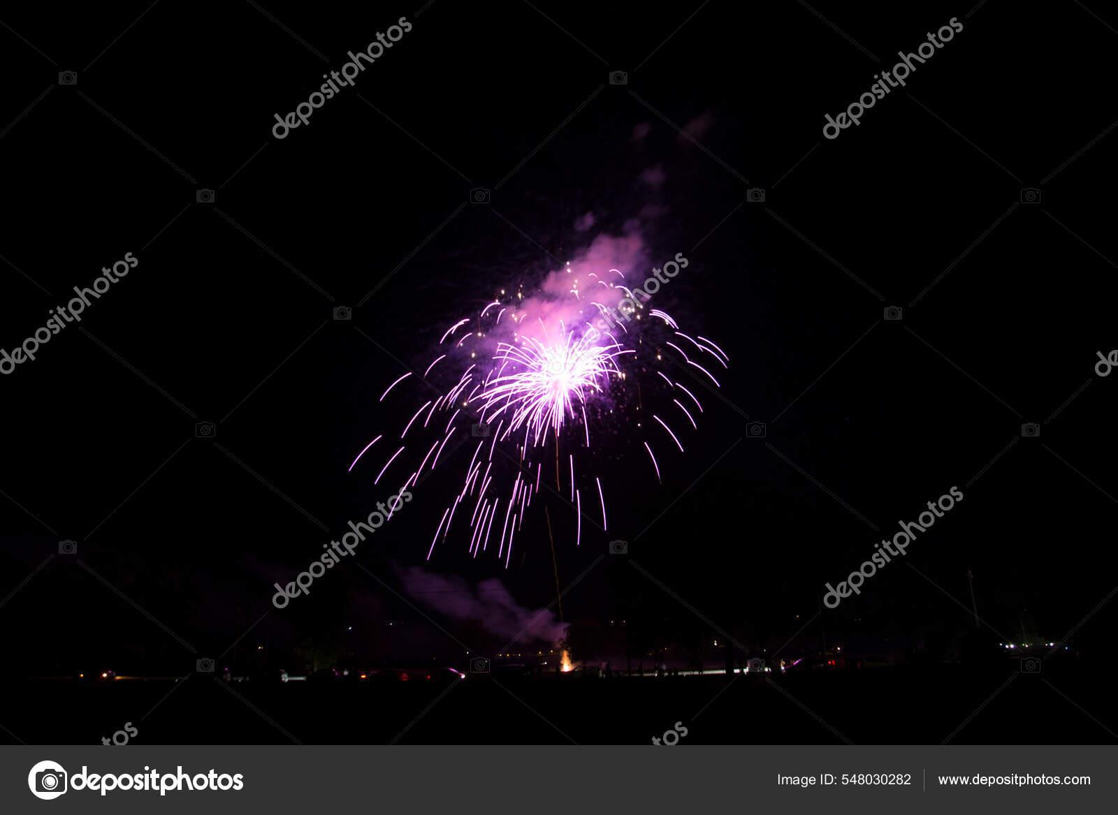 Beautiful Fireworks Black Sky High Quality Photo — Stock Photo ...