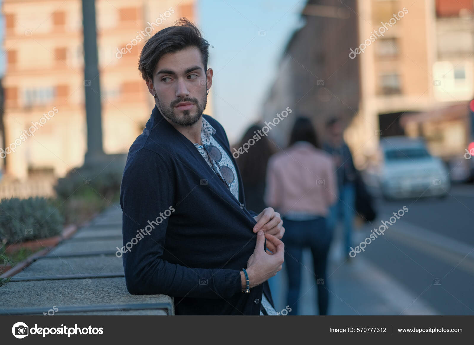 Handsome Italian Boy Leaning Ancient Bridge Parma High Quality Photo ...