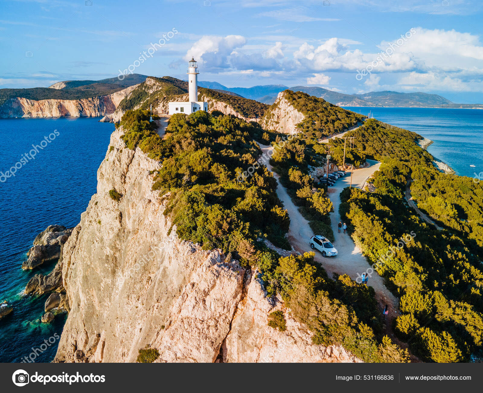 Aerial View Lefkada Lighthouse Car Travel Concept — Stock Photo © Vera ...