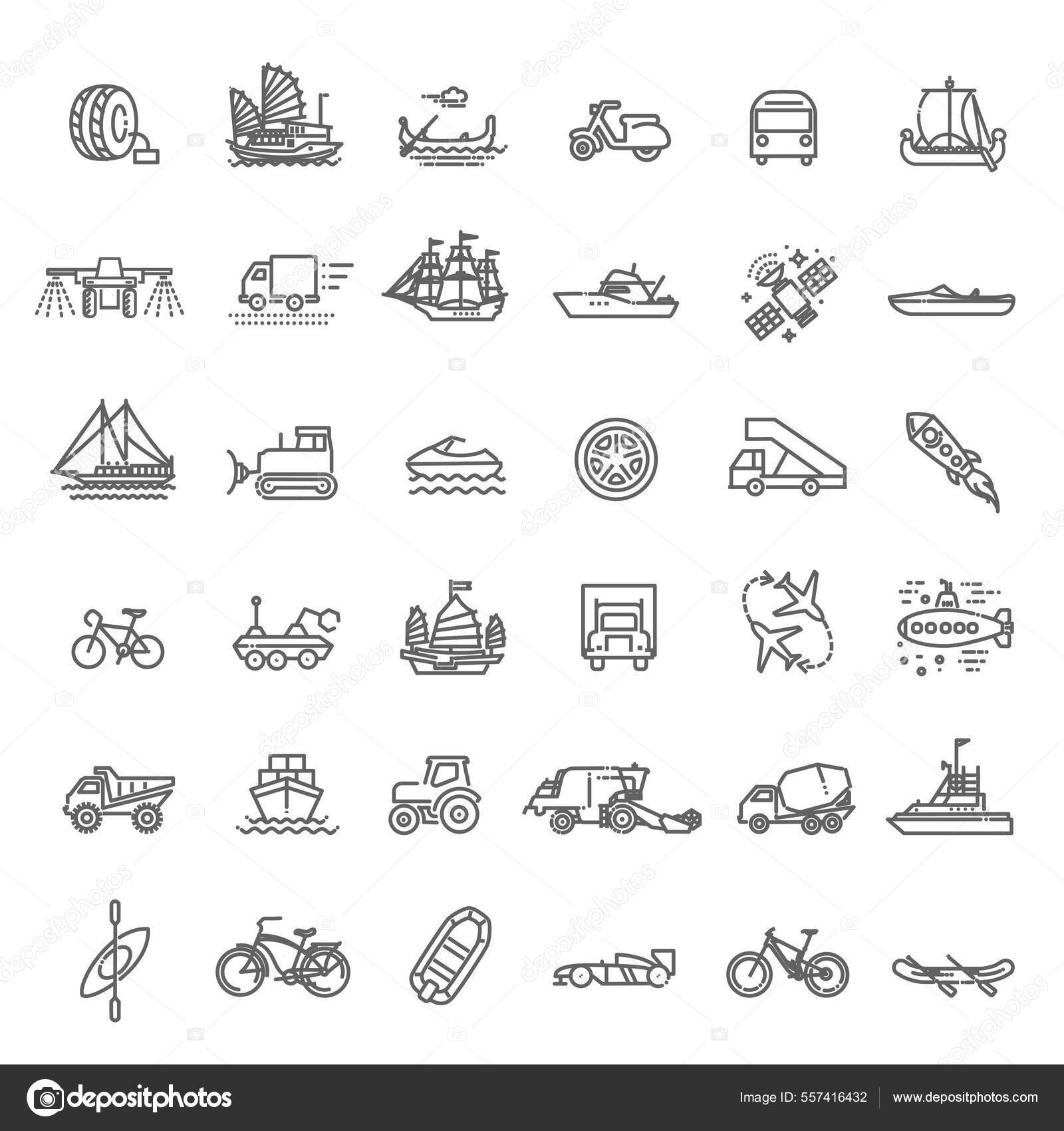 Transport icons, thin line design Stock Vector by ©tettygreen 557416432