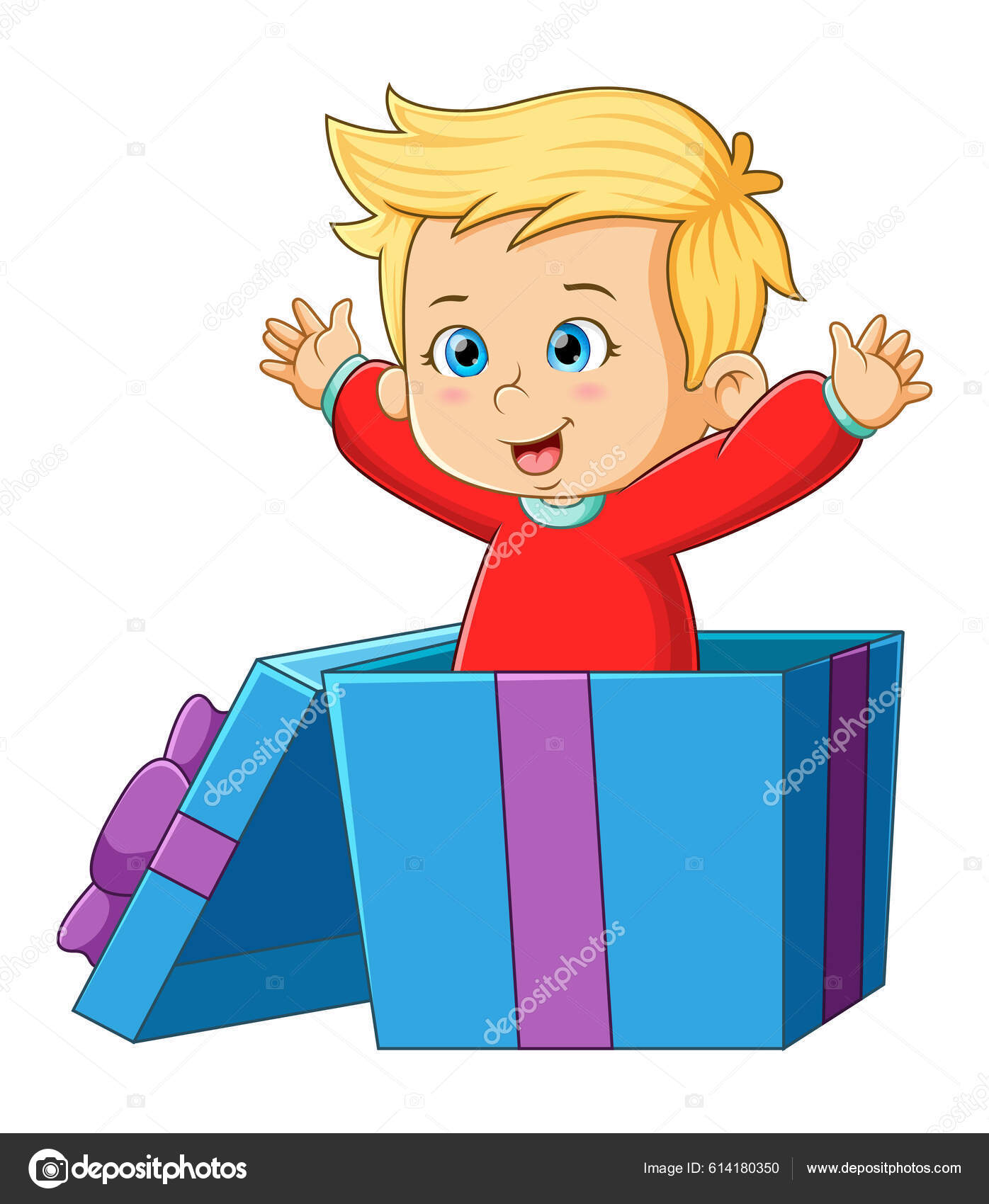 Boy Shocking Come Out Big Gift Box Illustration Stock Vector by ...