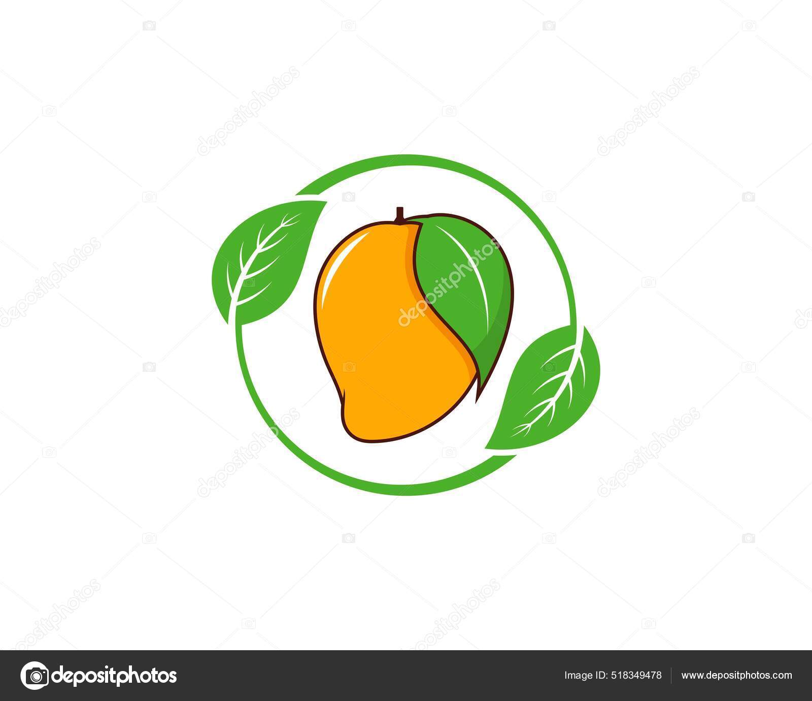 Fresh Mango Circle Leaf Logo Stock Vector Image by ©skyace #518349478