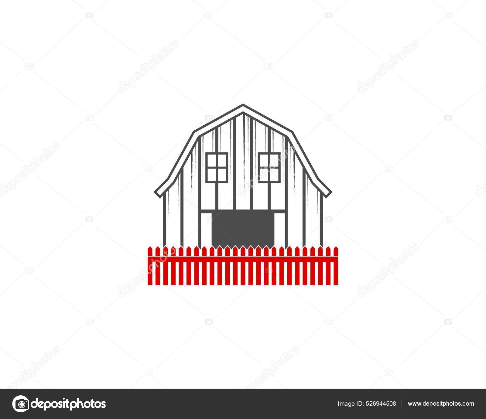 Barn Red Fence Illustration Stock Vector by ©skyace 526944508