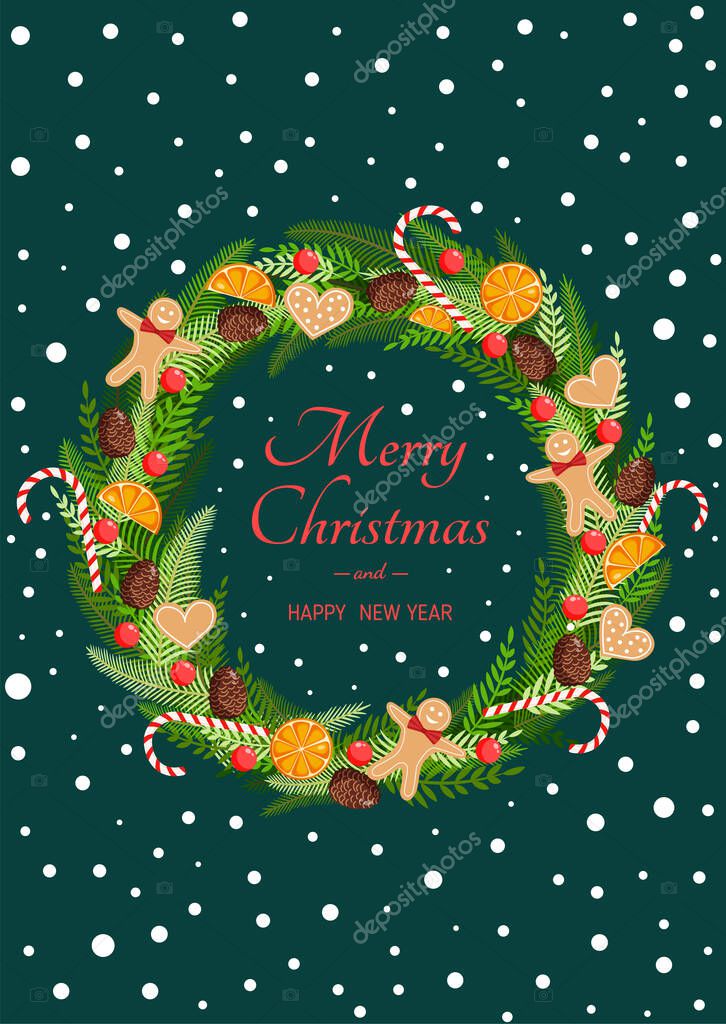 Corona de Navidad hecha de pino natural, ramitas, conos, guirnalda ...