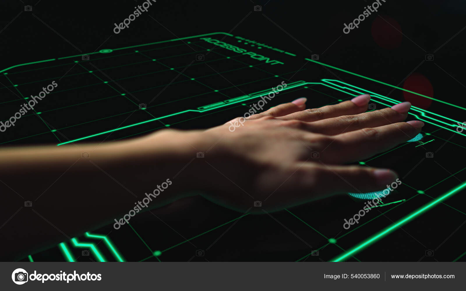Digital hand biometrics access connection verifying palm personality ...