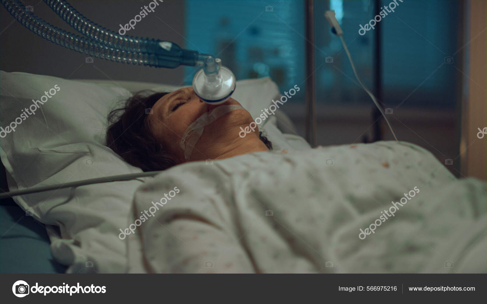 Person Breathing In Oxygen