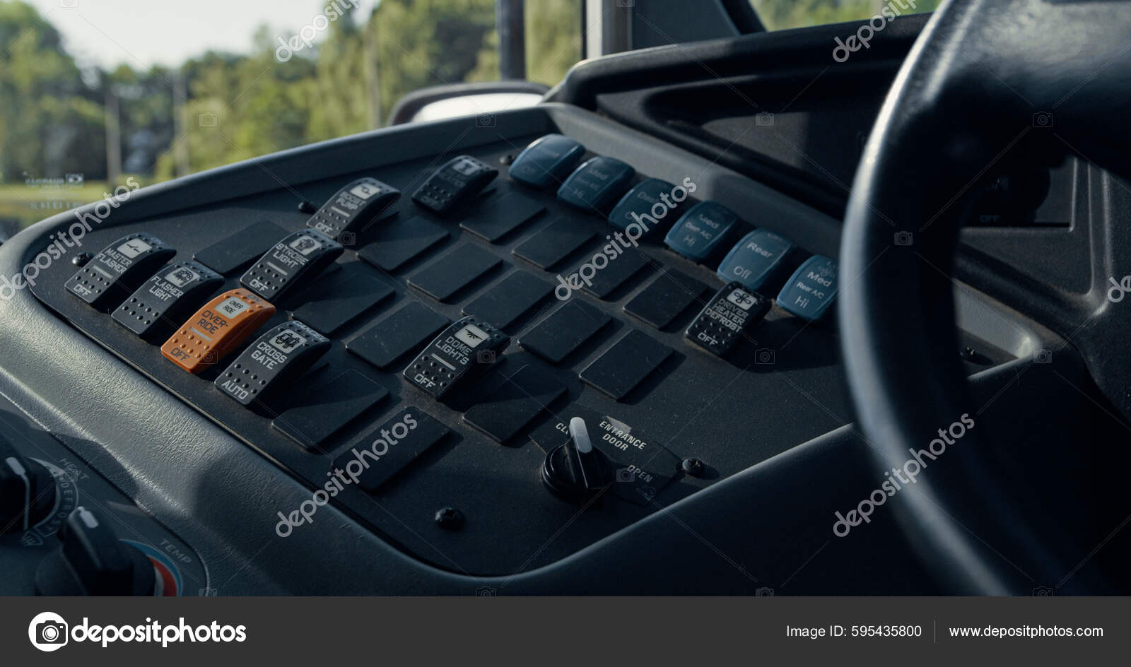 Drivers Dashboard Empty Cabin Close Buttons Black Control Panel Modern ...