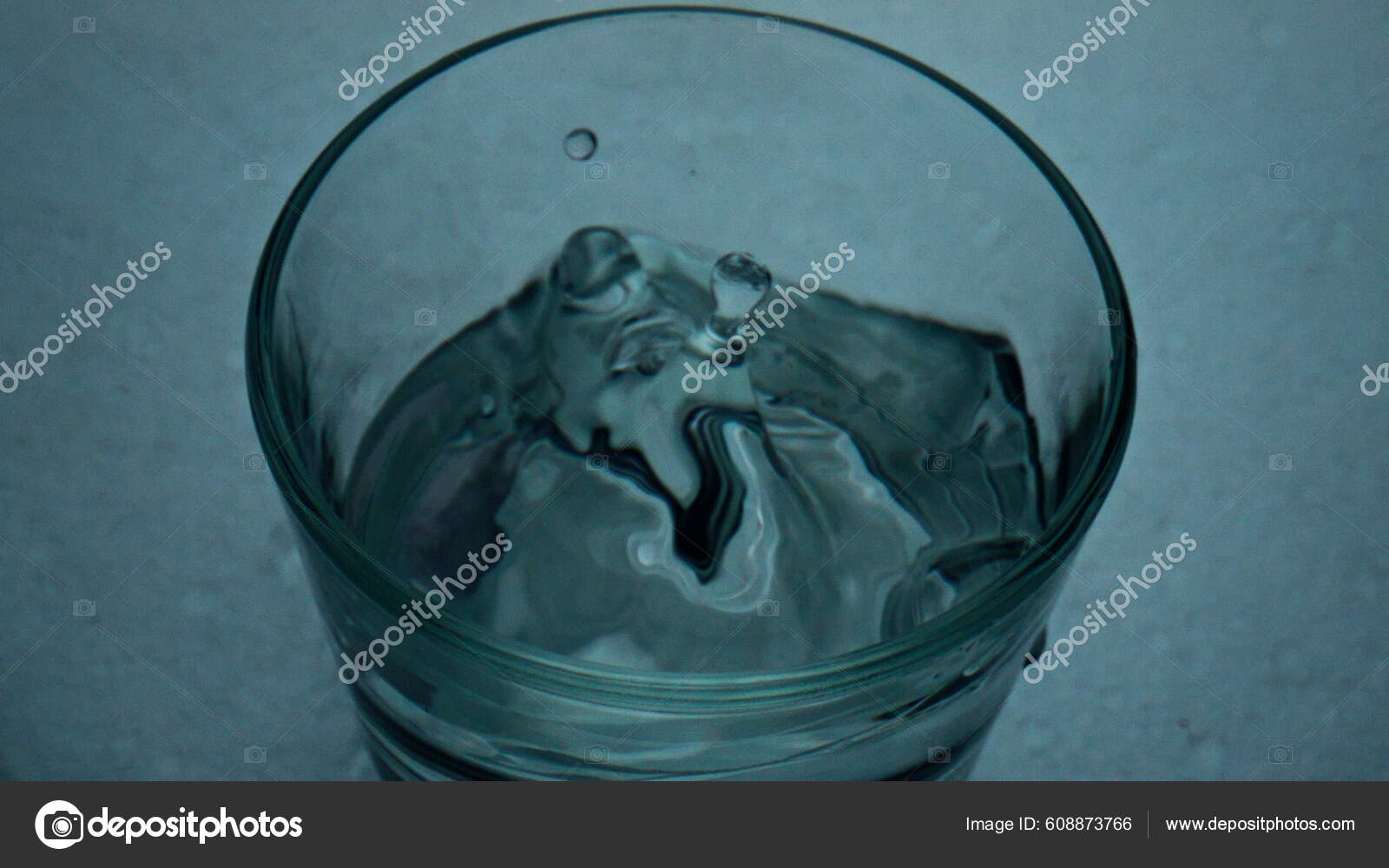 Tablet Dropping Glass Top View Closeup Pure Water Splashing Transparent ...