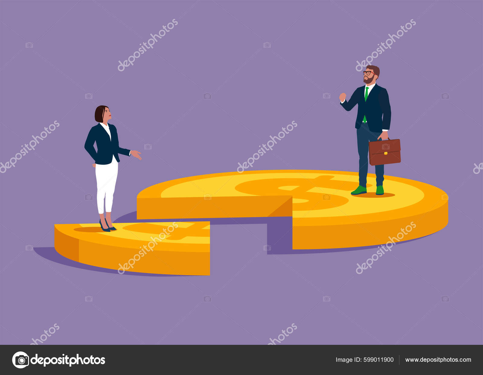 Different Incomes Wage Pay Gap Salary Expectations Concept Vector de ...