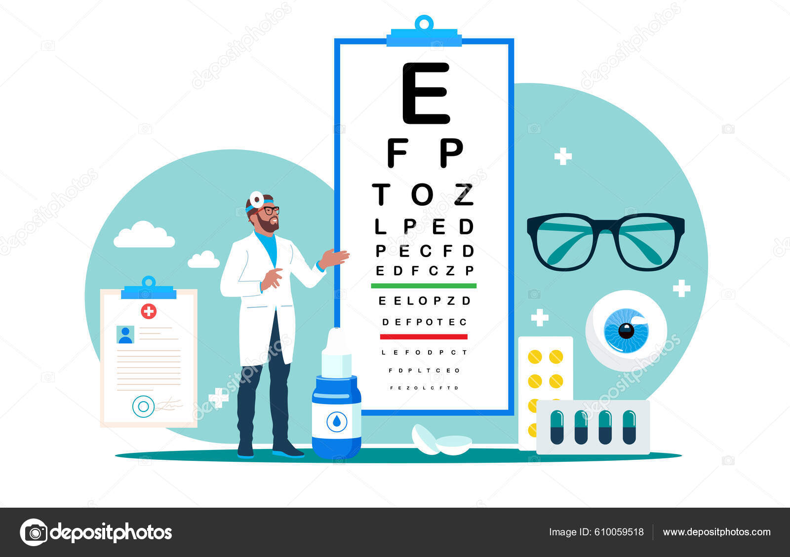 Ophthalmologist Doctor Eyesight Check Eye Test Procedure Prescription ...