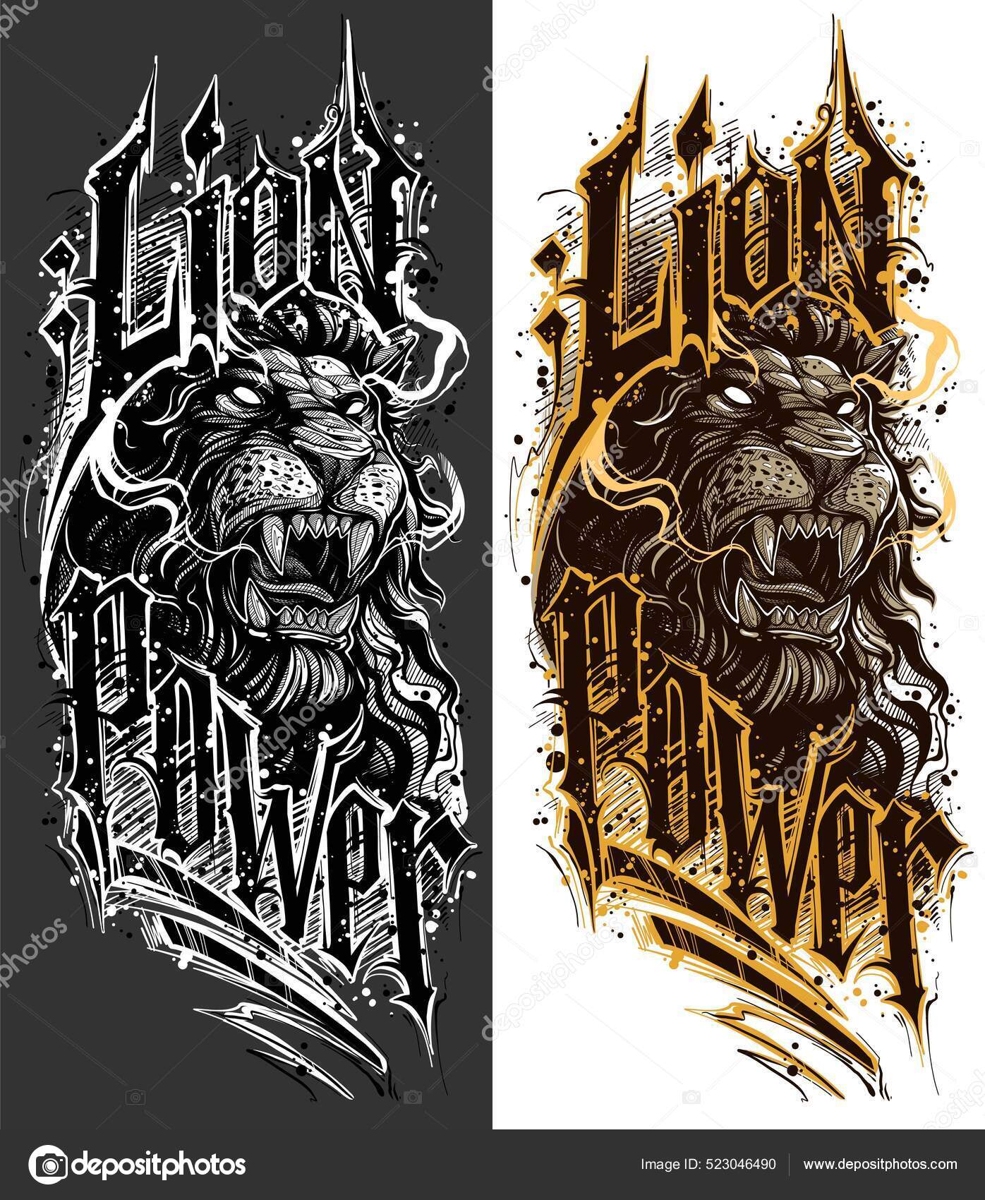 Angry Lion Face Tattoo