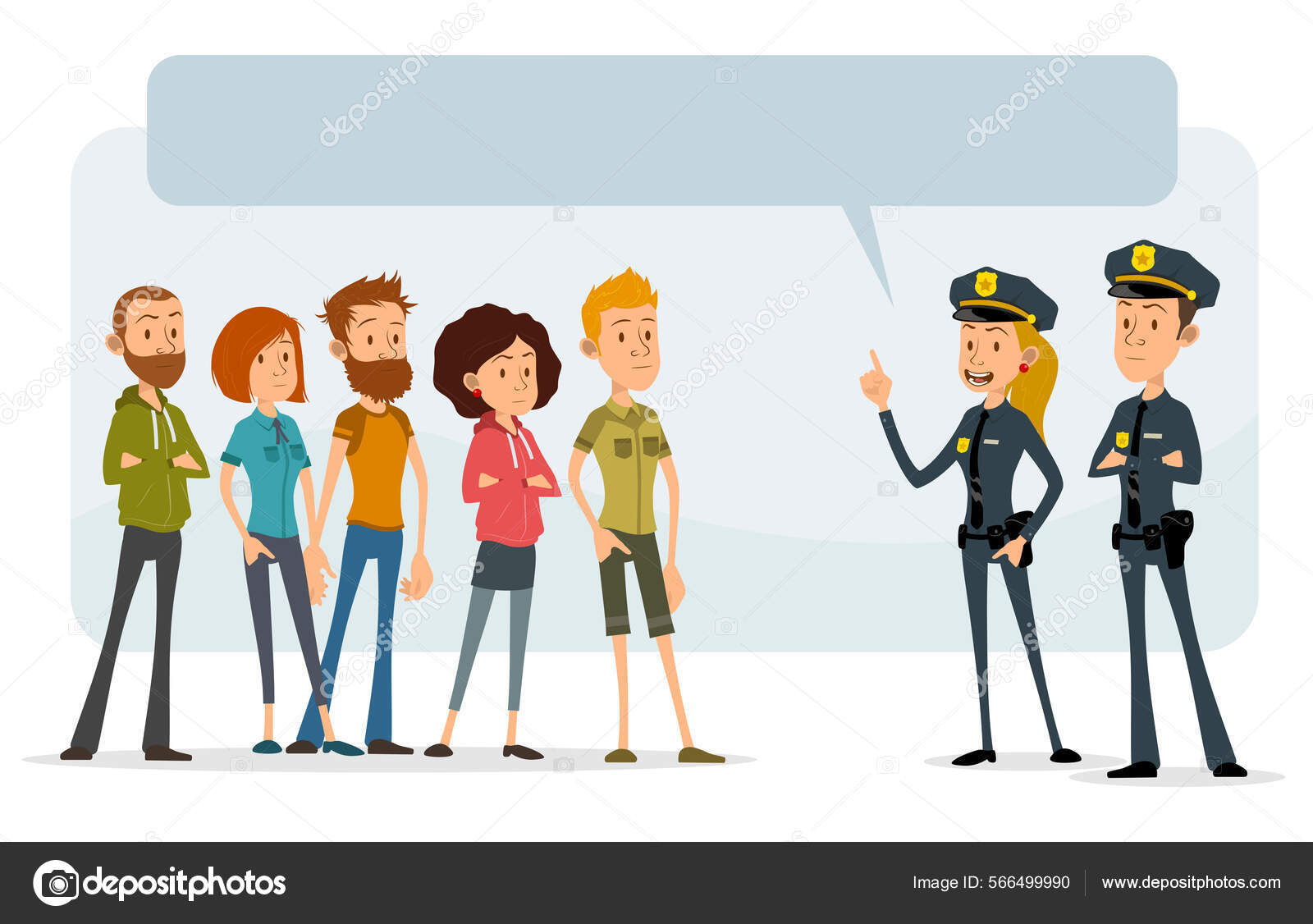 Cartoon Flat Cute Funny Handsome Police Officers Uniform Talking ...