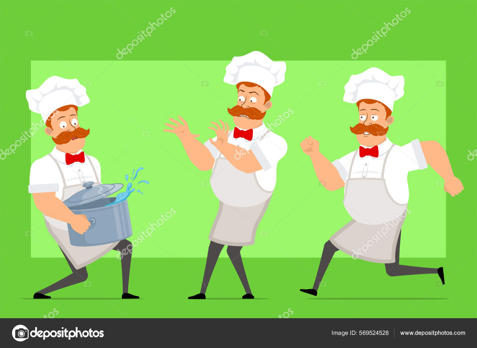 Cartoon Flat Funny Fat Chef Cook Man Character White Uniform Stock ...