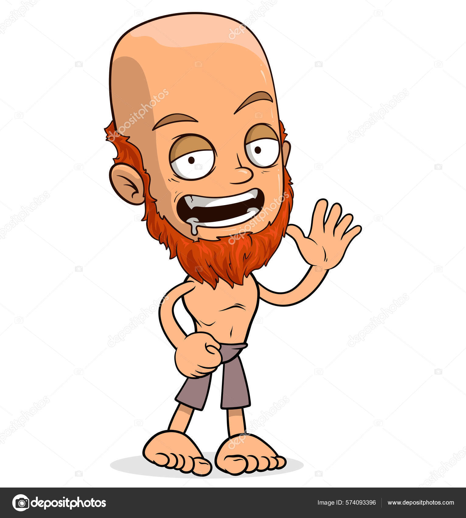 Dibujos Animados Divertido Loco Pie Pelirroja Chico Personaje Con Barba ...