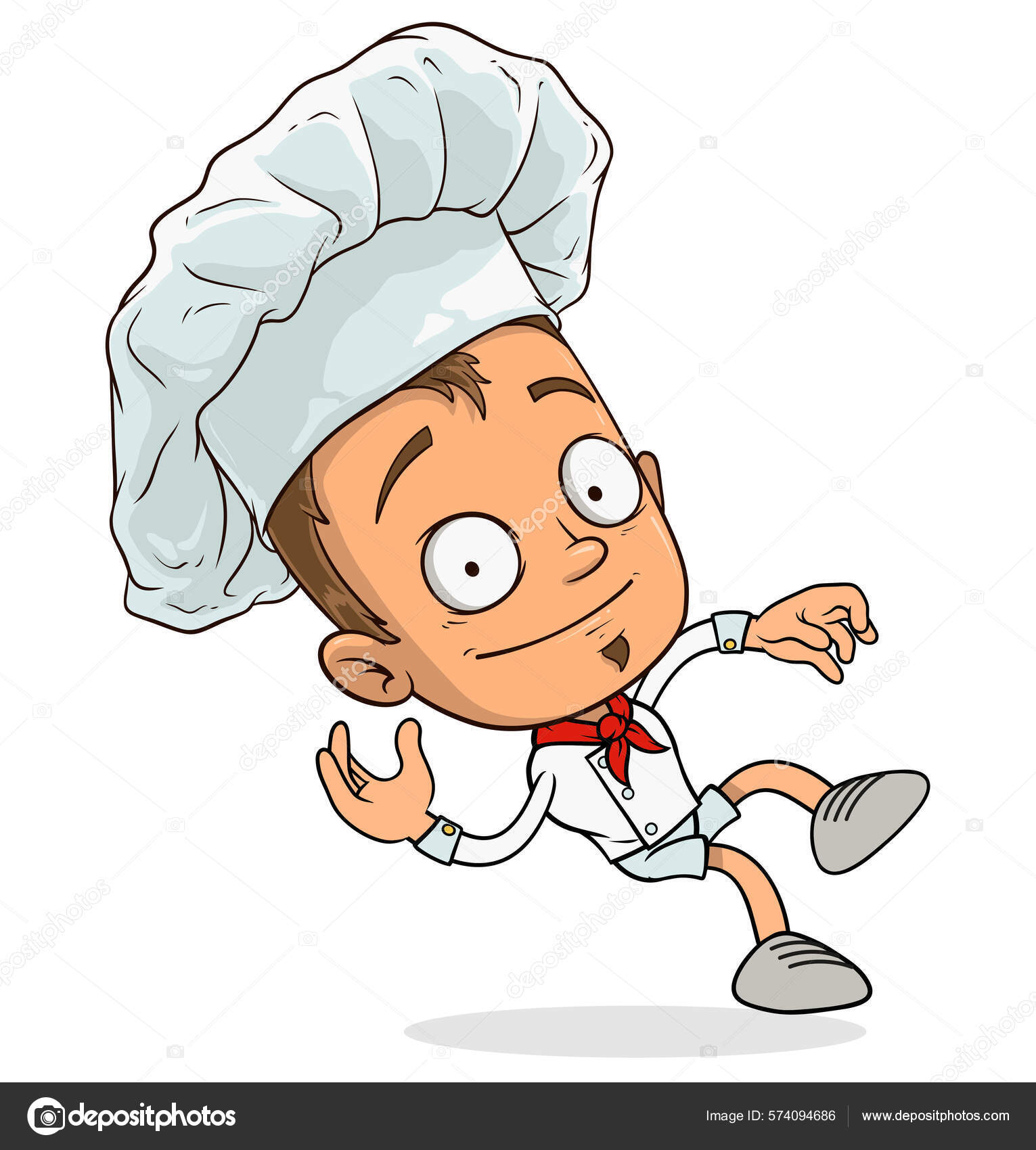 Cartoon Funny Falling Chef Cook Boy Character Uniform Hat Layered Stock ...
