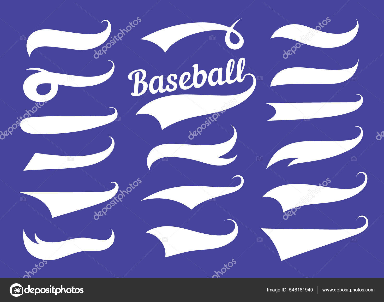 Swooshes text tails for baseball design. Sports swash underline shapes ...