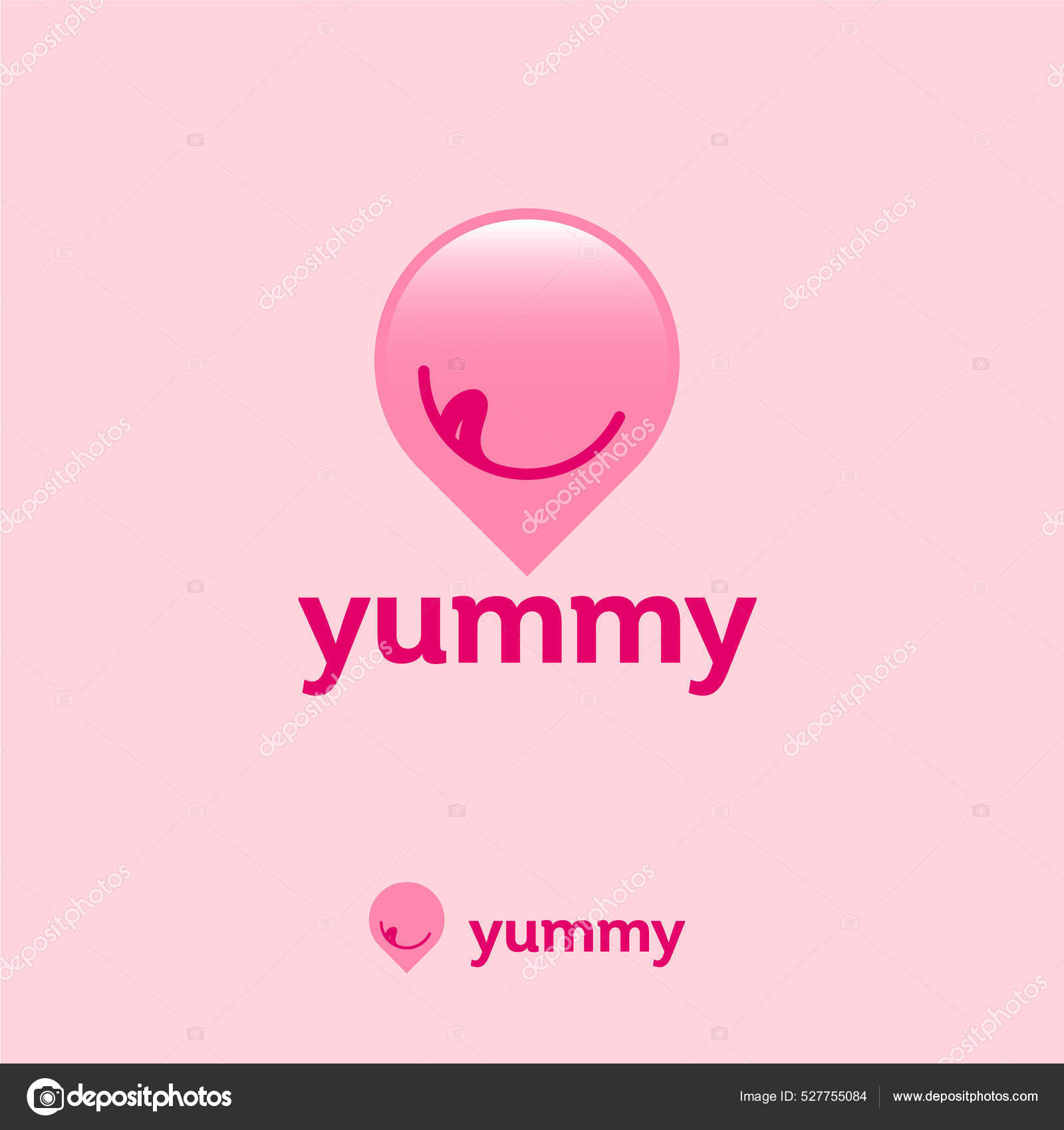 Delicioso Logo Dulces Icono Del Punto Comida Mapa Marcador Con — Foto ...