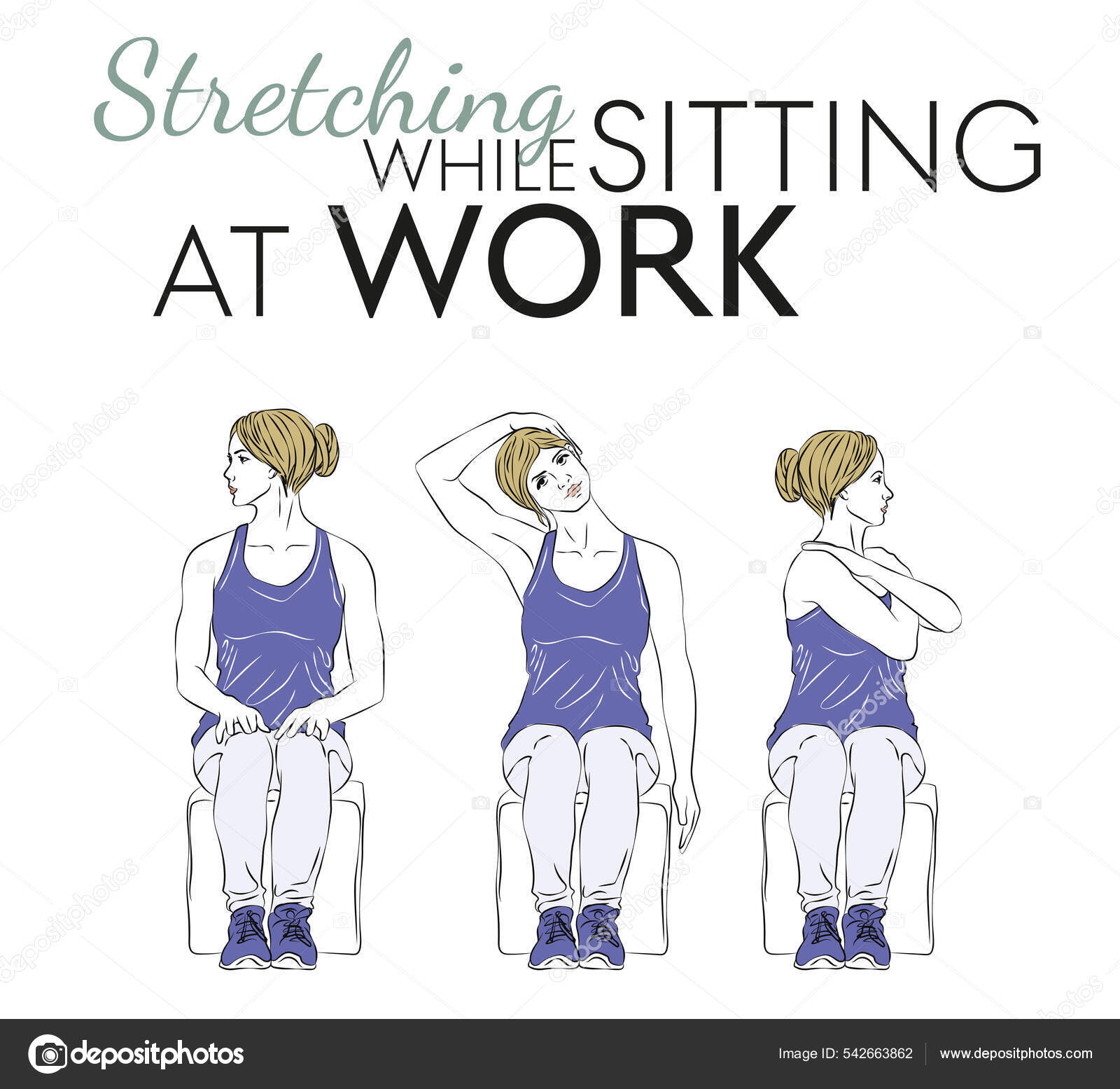 Stretching Sitting Workplace Should Performed While Sitting Chair ...