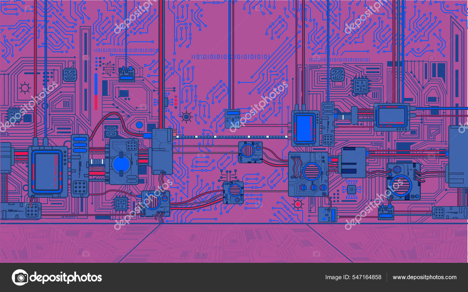 Cyber Space Background Concept Filled Digital Elements Circuit Boards ...