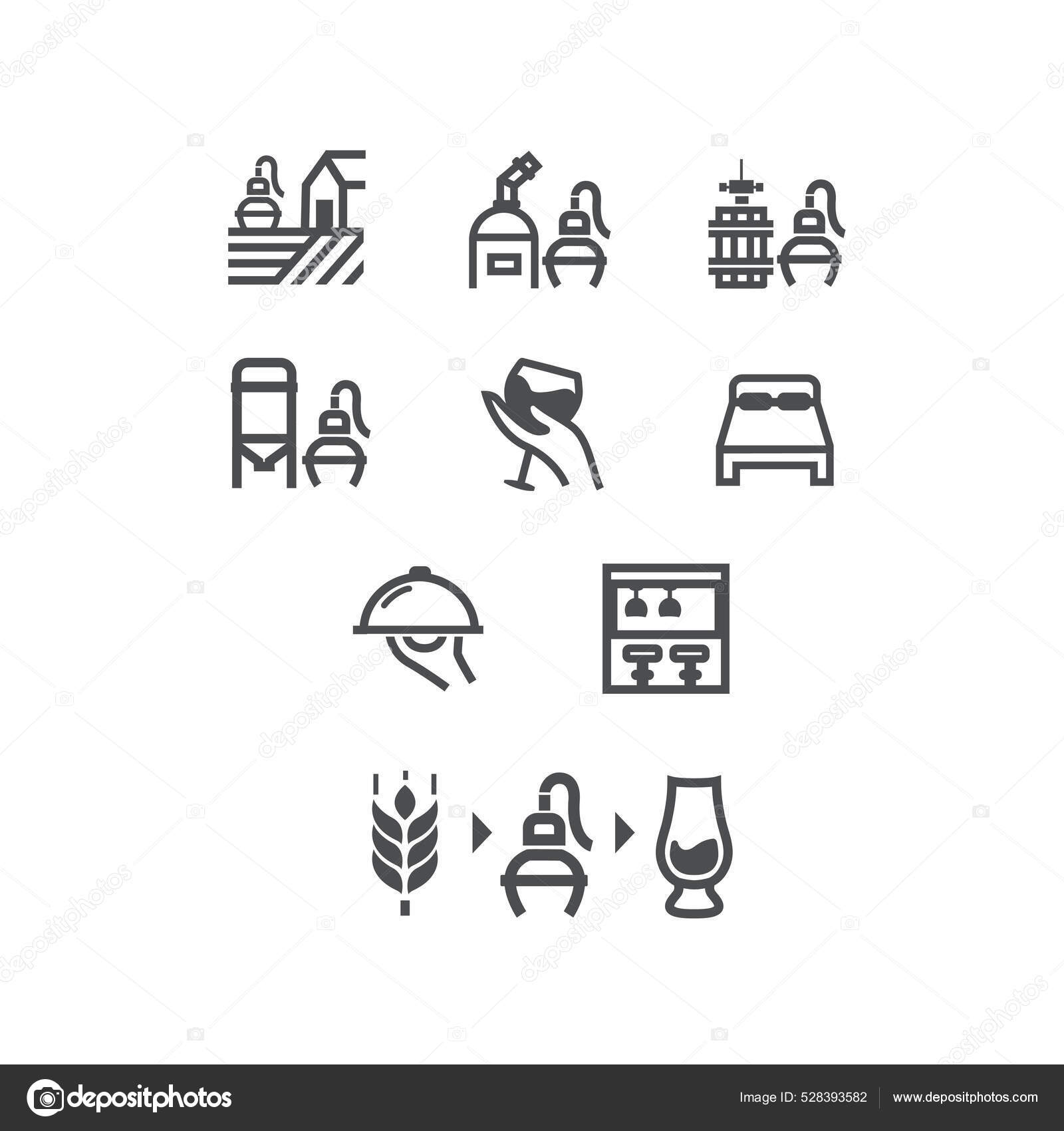 Distilling vinification fermentation vector line icon set Stock Vector ...