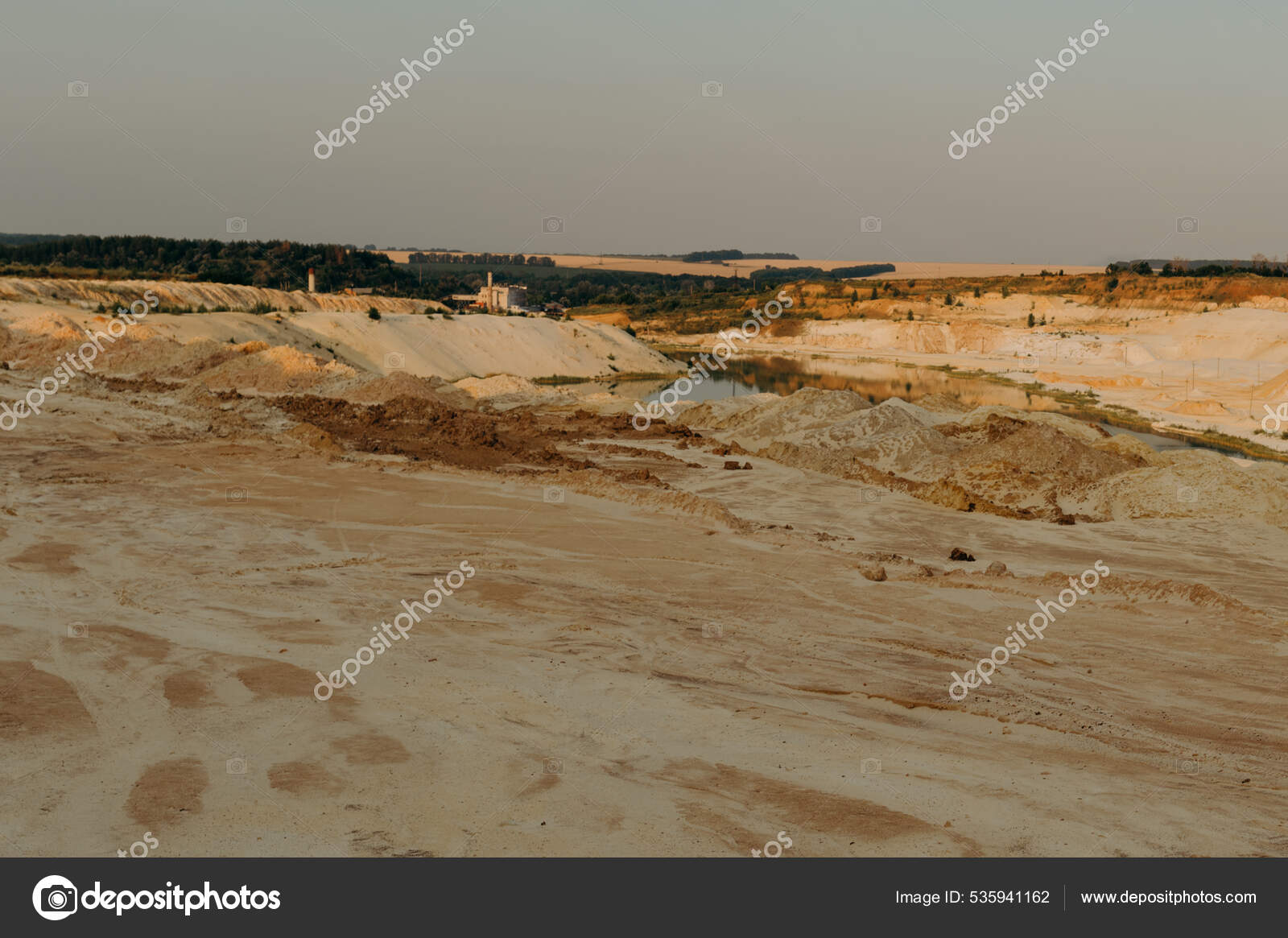 Sand Quarry Turquoise Lagoon Surface Mine Exposed Colored Minerals ...
