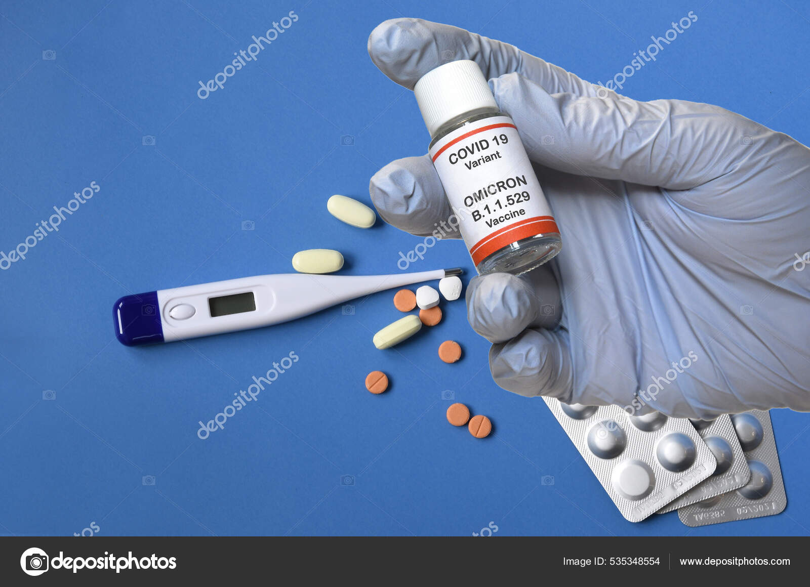 Injectable Vaccine New Variant Sars Cov Omicron Doctor Blue Glove Stock ...
