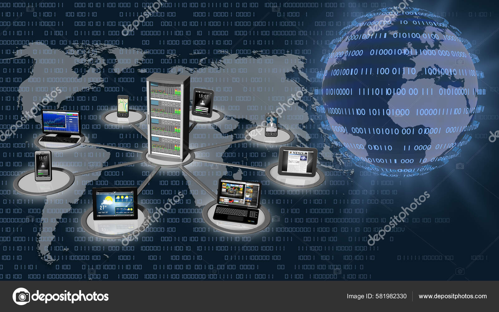 Illustration Digital World Background Sequence Zero One Concept Global ...