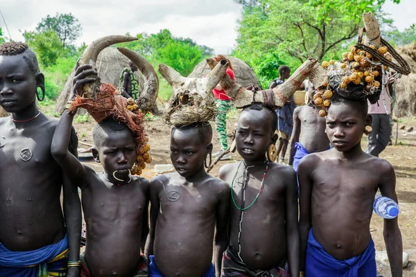 Omo Valley River Ethiopia August 2020 Mursi People Children National ...