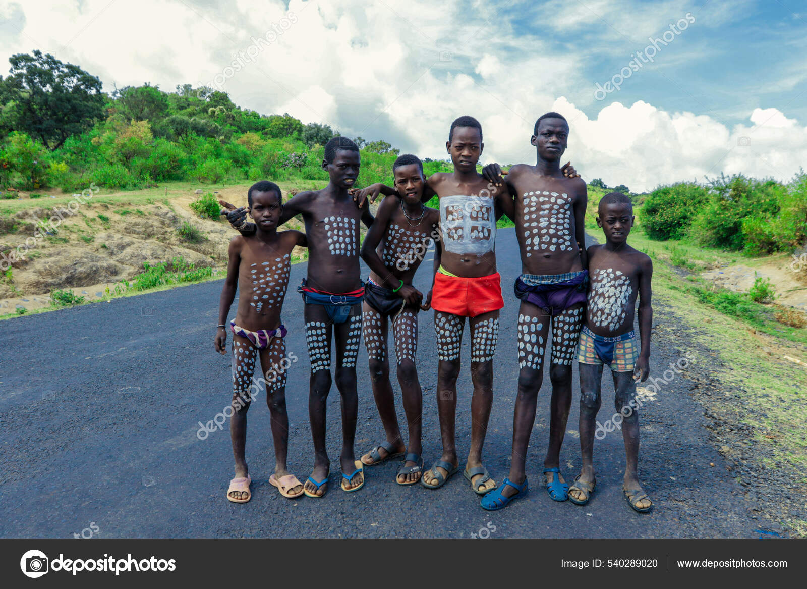 Omo River Valley Ethiopian November 2020 Young Boys Benna Tribe — Stock ...