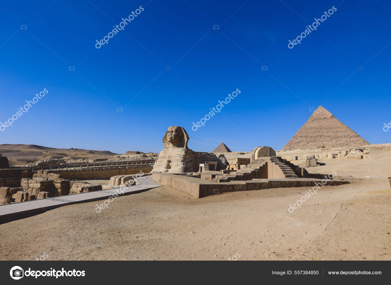 Main View Great Sphinx Giza Giant Limestone Statue Great Pyramid Stock ...