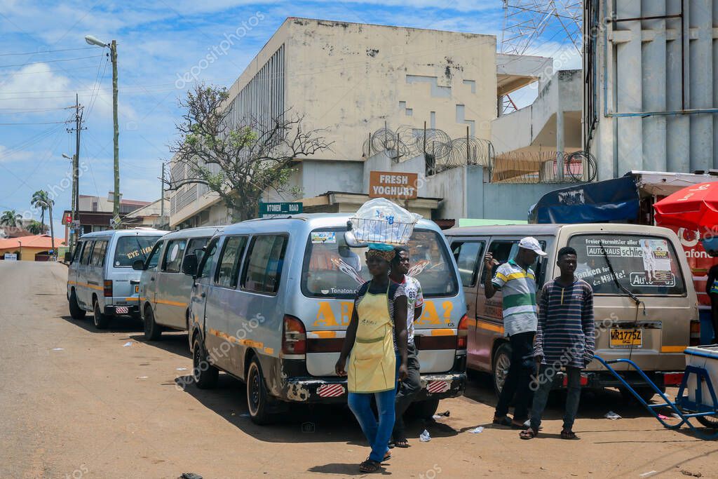 Kumasi, Ghana - April 06, 2022: Crowded African Road with Local Ghana ...