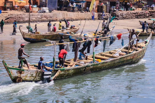 Atlantic Ocean View Elmina Port Boats Small Ships Ghana West – Stock ...
