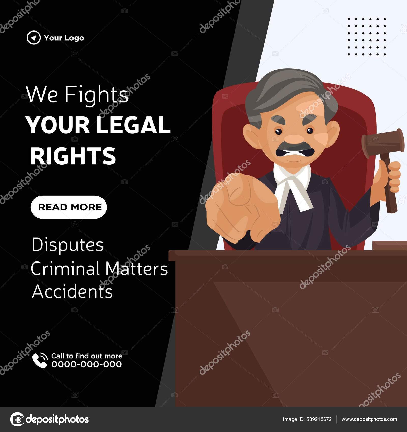 Banner Design Fights Your Legal Rights Cartoon Style Template Vecteur ...