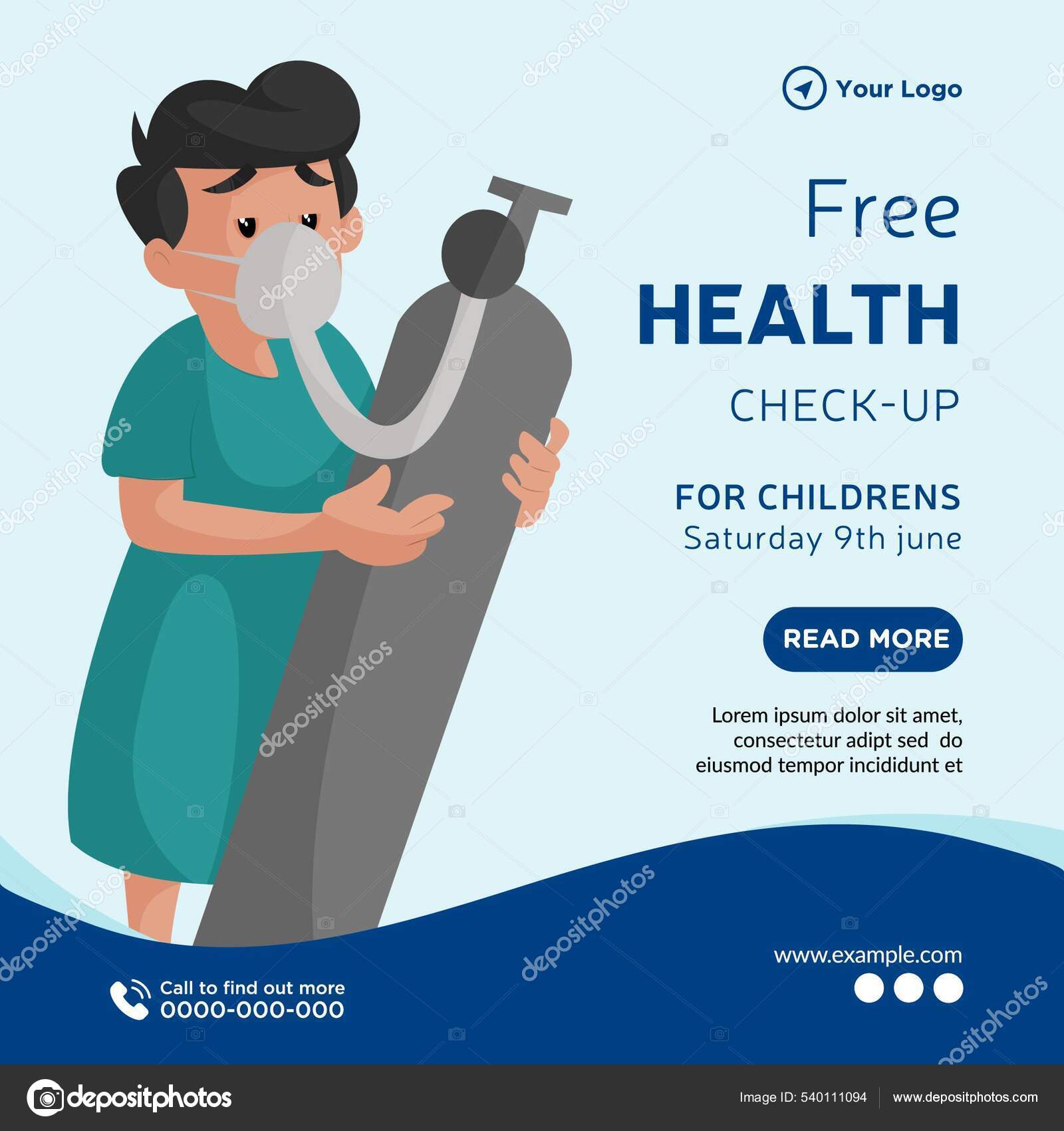 Banner Design Free Health Check Camp Cartoon Style Template Stock ...