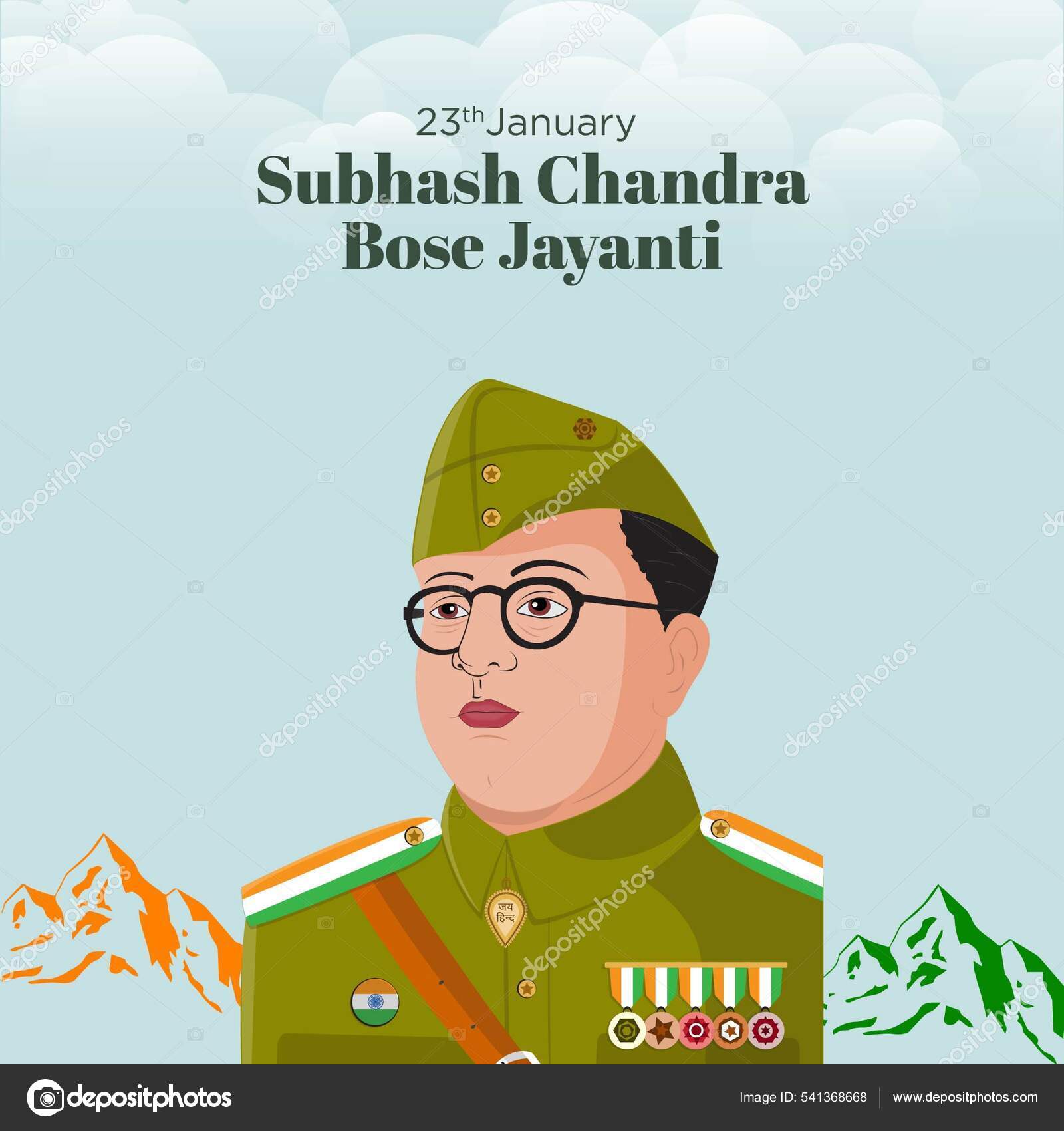 Netaji Subhash Chandra Bose Jayanti Banner Design Template Vetor de stock de ©F1Digitals 541368668