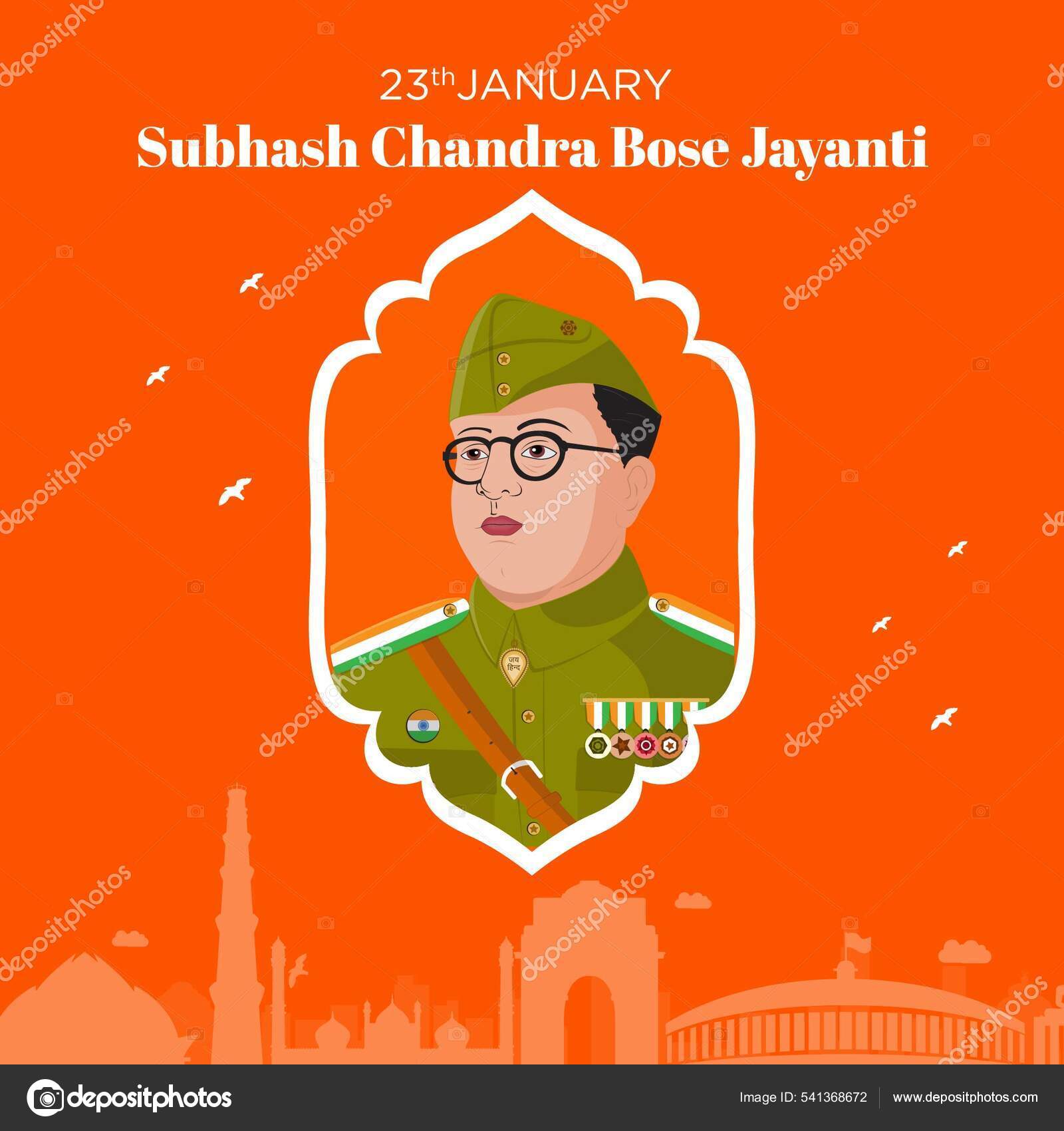 Netaji Subhash Chandra Bose Jayanti Banner Design Skabelon Stockvektor ...