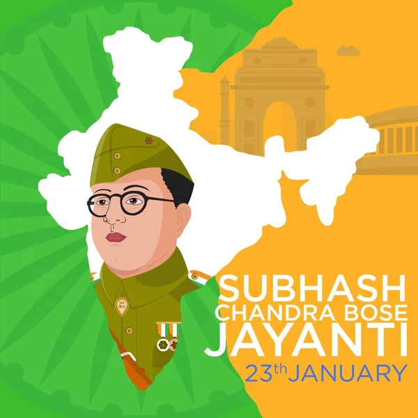 Subhash Chandra Bose Jayanti Banner Plantilla Diseño Vector de Stock de ©F1Digitals 541543900